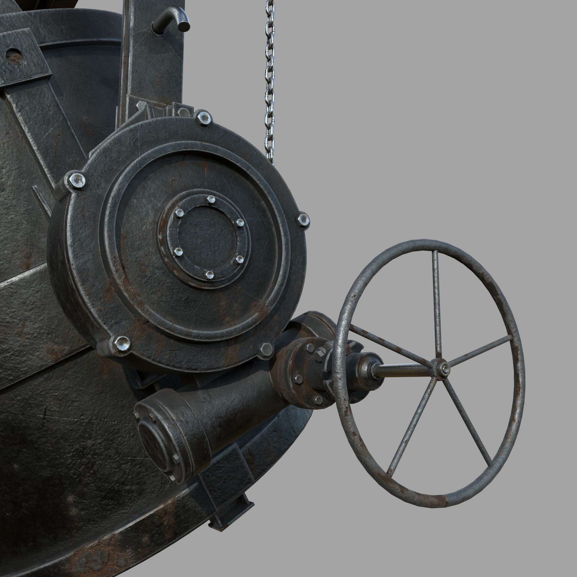 Foundry metal bucket hanging on chain 3D model | CGTrader