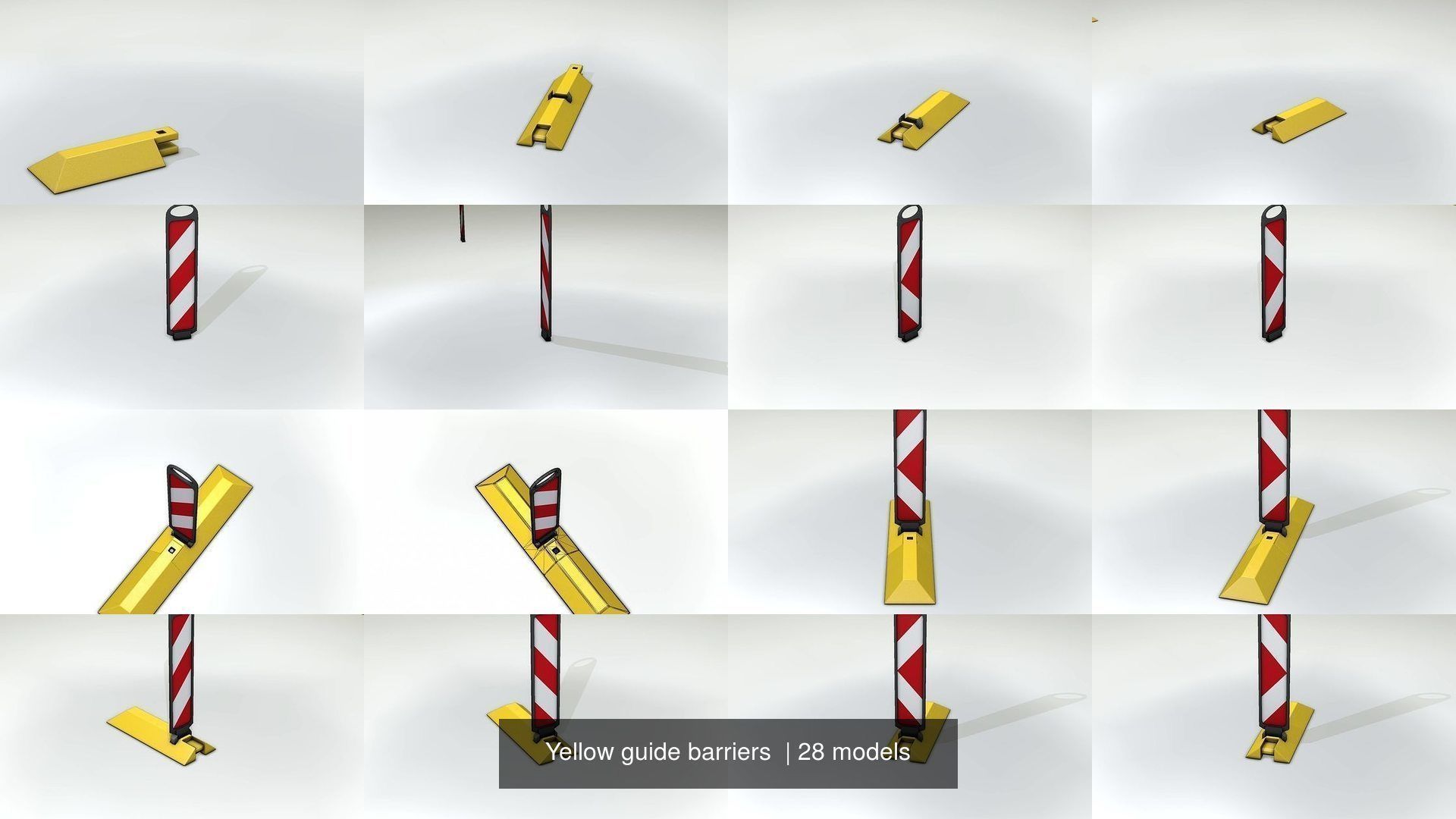 Yellow guide barriers 3D Model Collection | CGTrader