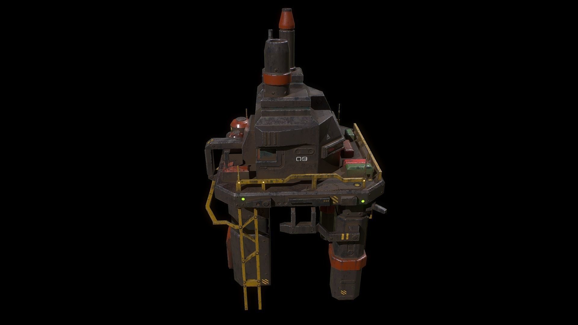 3D model Low poly futuristic oil rig building asset VR / AR / low-poly ...