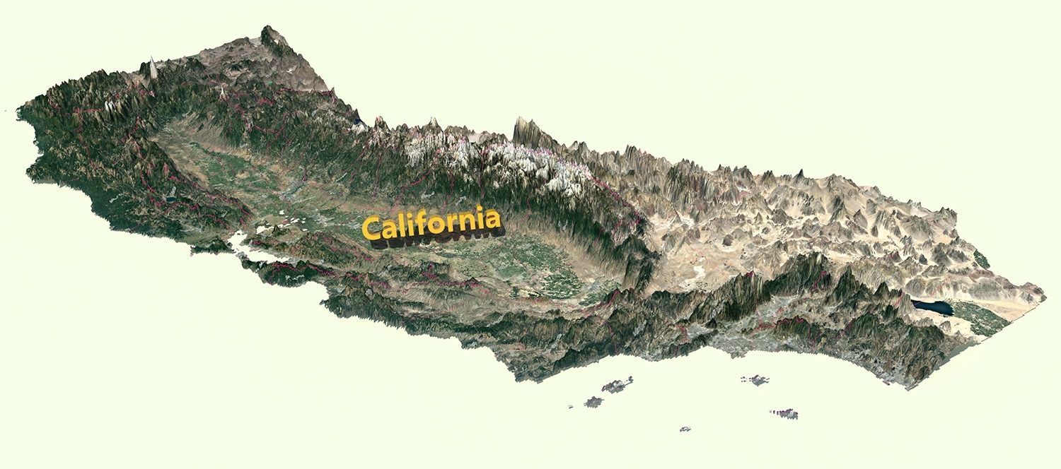 California USA Terrian Topography Digital Elevation SKP MAX 3D model ...