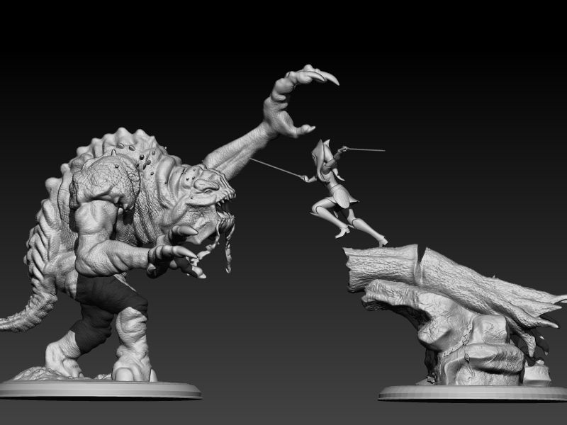 Ahsoka and the Rancor 3D model 3D printable | CGTrader