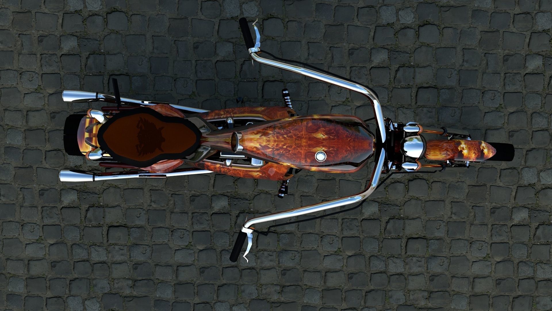 CHOPPER CUSTOM FIRE HARLEY DAVIDSON 3D model | CGTrader