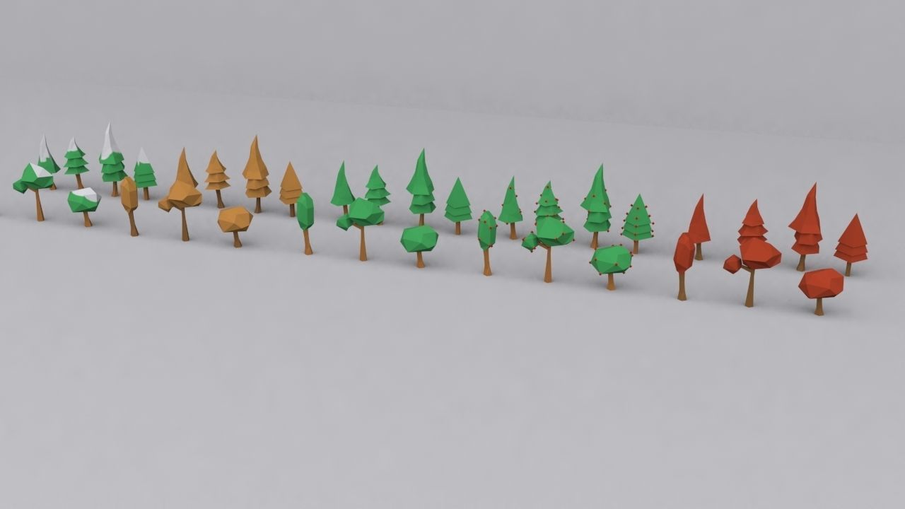 3D model LOW POLY SEASONS TREES VR / AR / low-poly | CGTrader