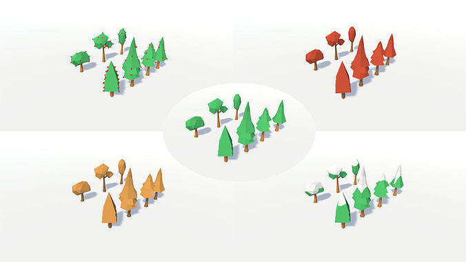 3D model LOW POLY SEASONS TREES VR / AR / low-poly | CGTrader