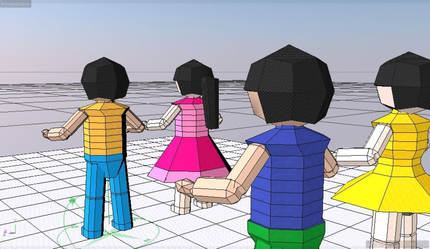 Origami Cartoon Kids 3D model | CGTrader