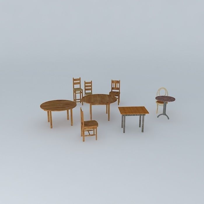 cafe chairs and tables free 3D model | CGTrader