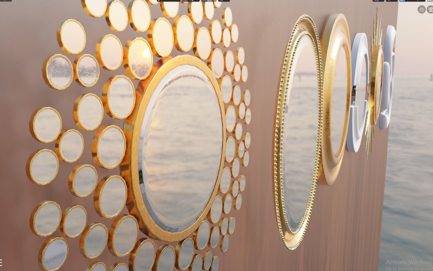 3D model home mirror collection of different designs and style VR / AR ...