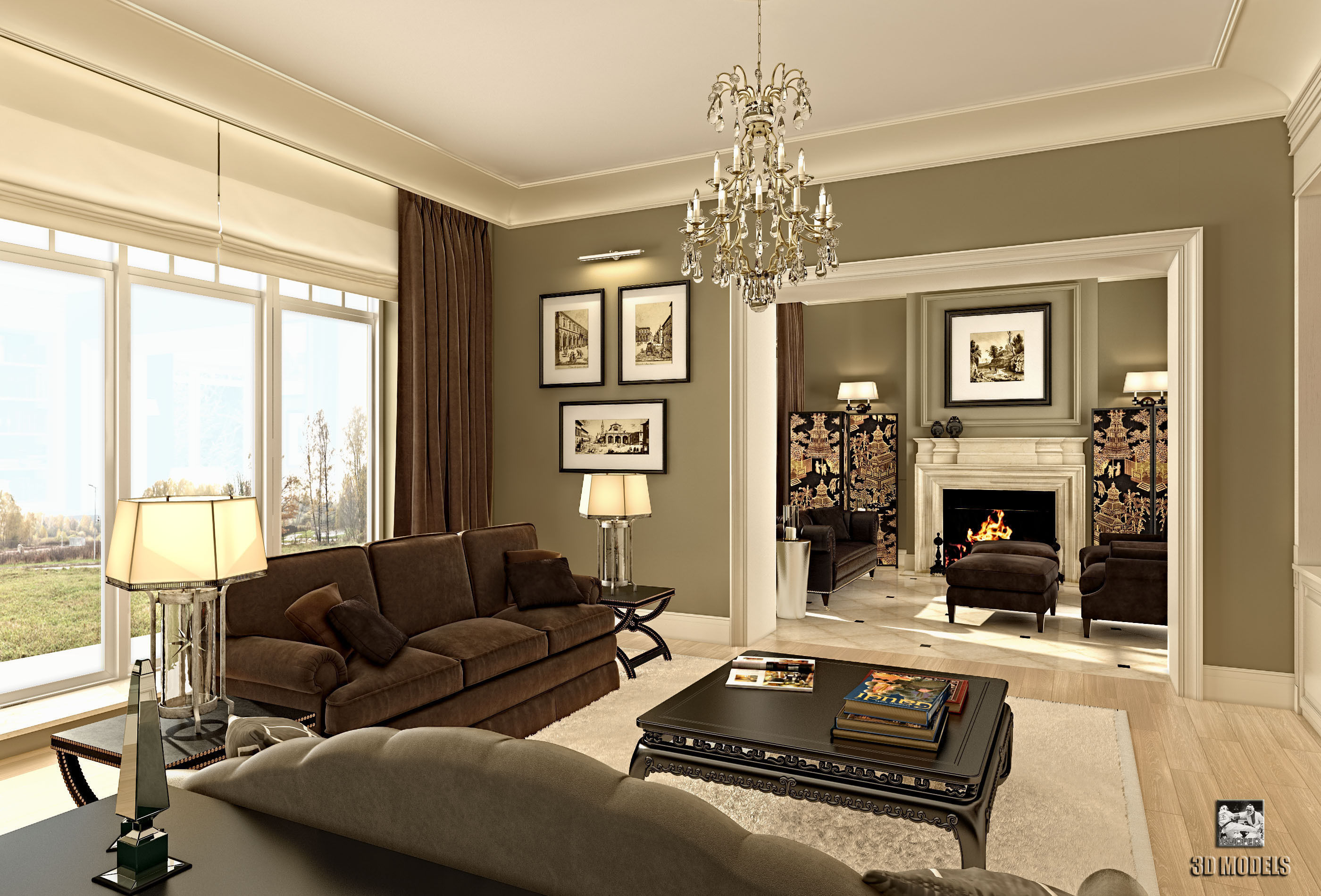 Big House Interior Scene Luxury 3D model | CGTrader