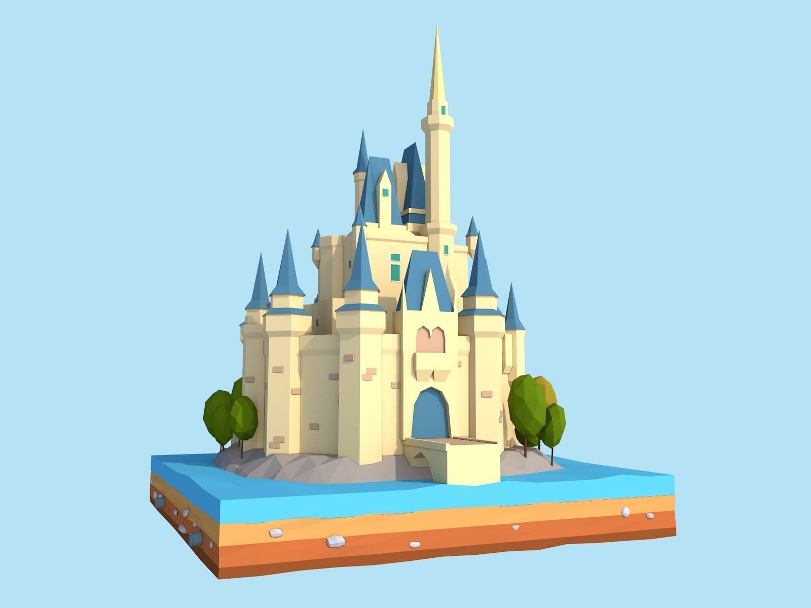 3D model Cartoon Low Poly Disney Castle VR / AR / low-poly | CGTrader