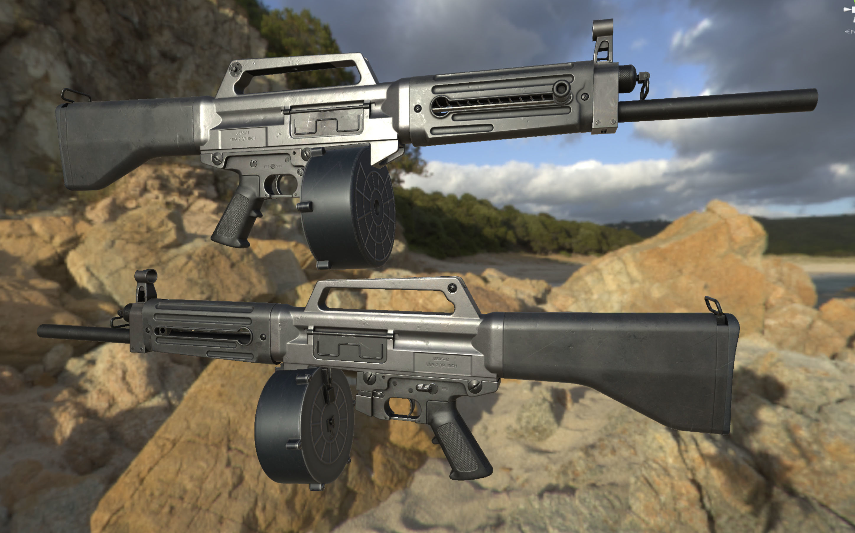 3D model USAS-12 gun VR / AR / low-poly | CGTrader