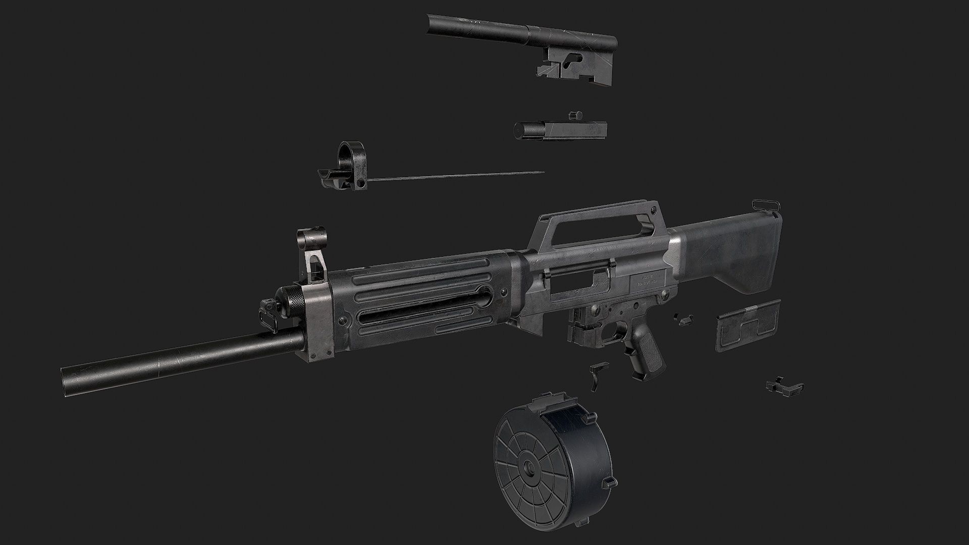 3D model USAS-12 gun VR / AR / low-poly | CGTrader