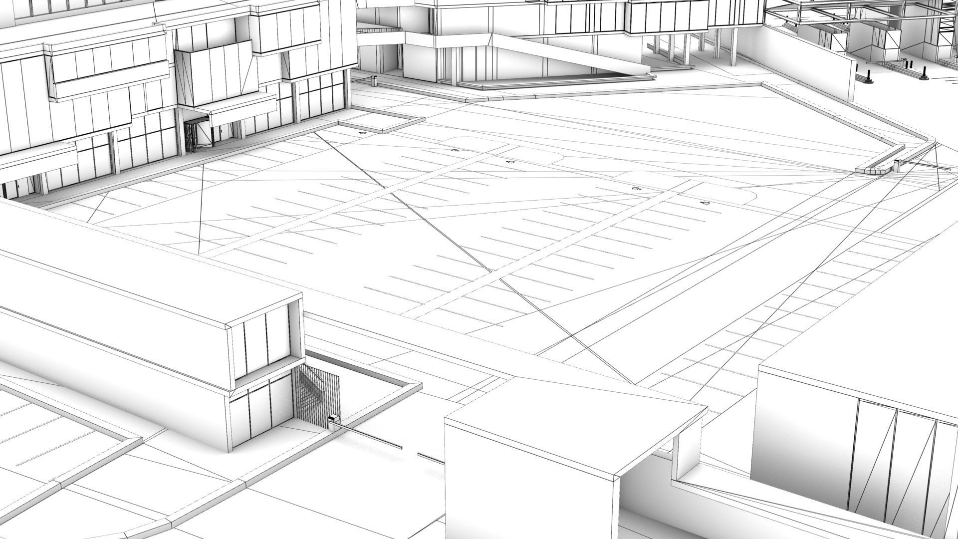 3D model Border Control and Administration Buildings VR / AR / low-poly ...