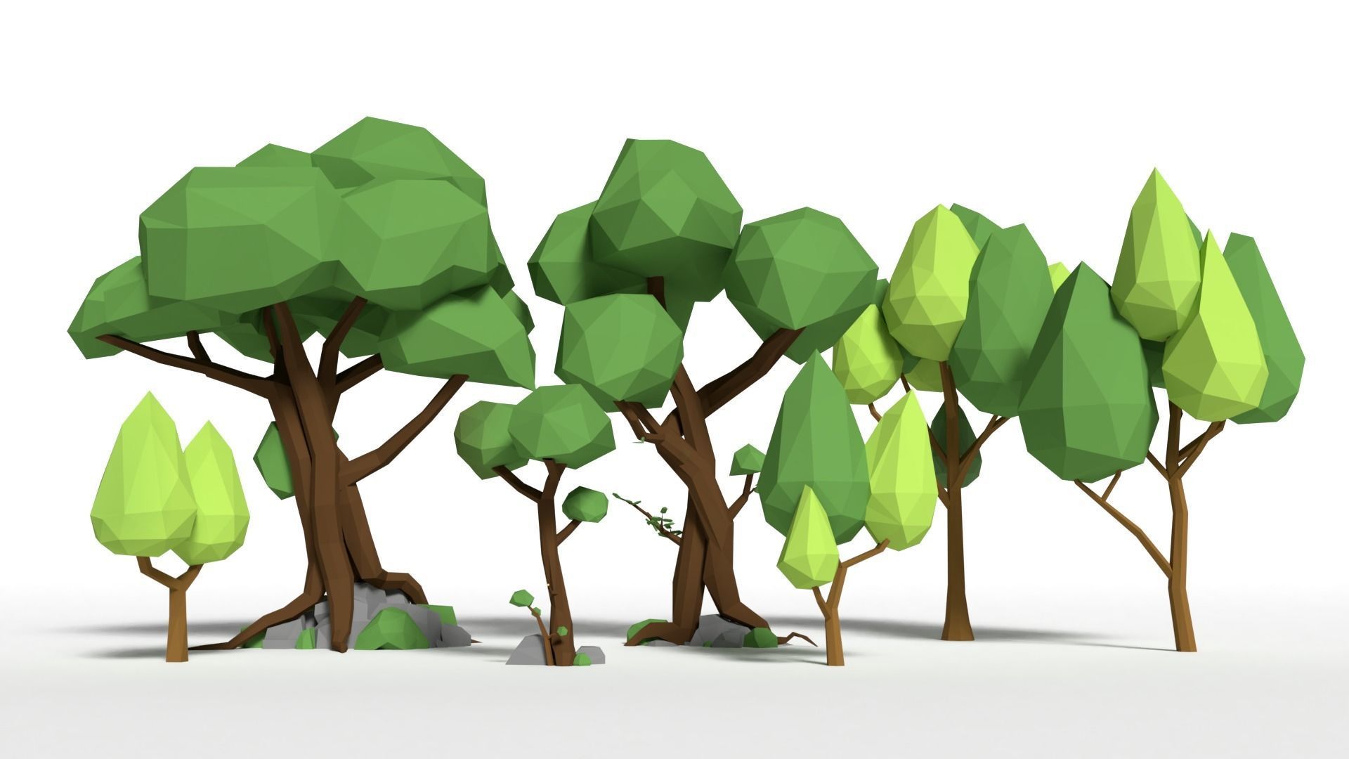 3D model Trees Pack VR / AR / low-poly rigged animated | CGTrader