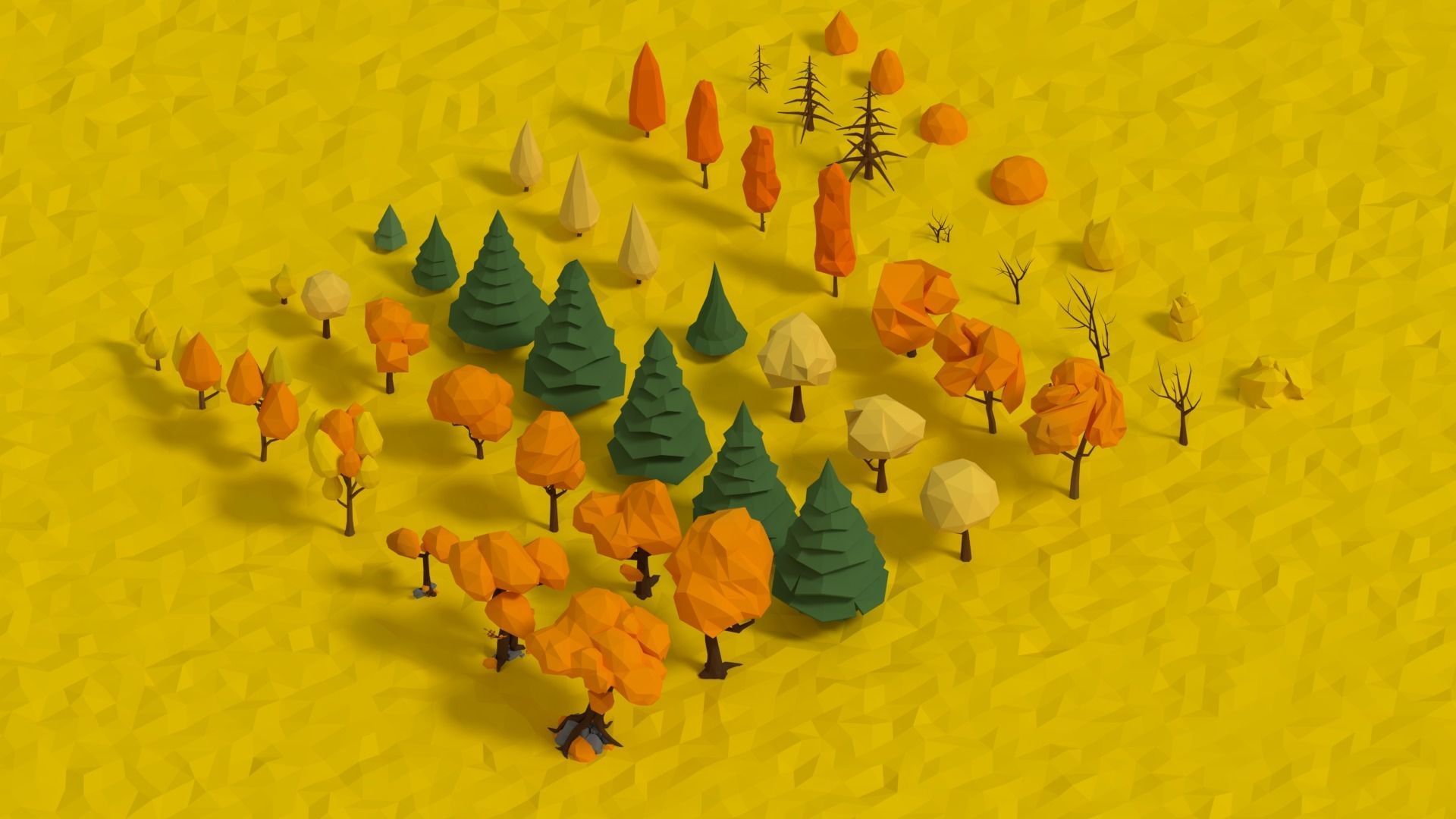 3D model Trees Pack VR / AR / low-poly rigged animated | CGTrader