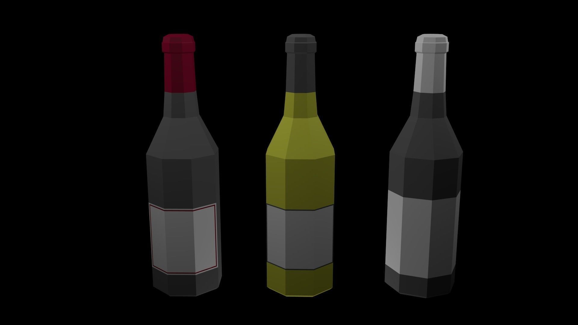 Low poly wine bottles 1 3D model | CGTrader