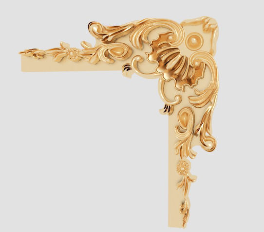 Classic 3D motifs inlaid with gold frame 3D model | CGTrader