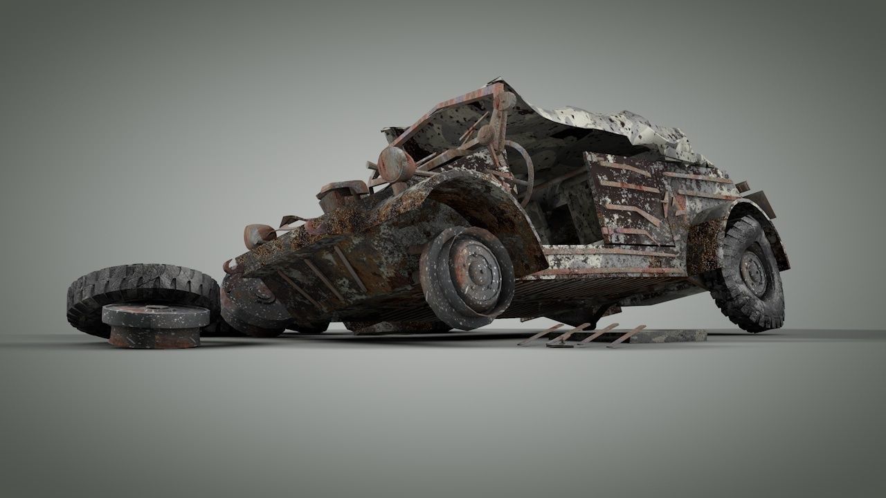 Wrecked Rusty Car 3D model | CGTrader