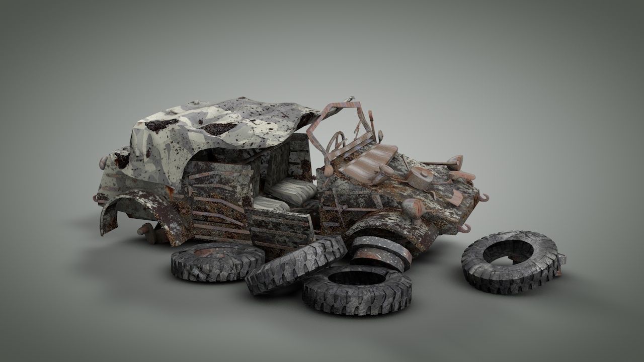 Wrecked Rusty Car 3D model | CGTrader