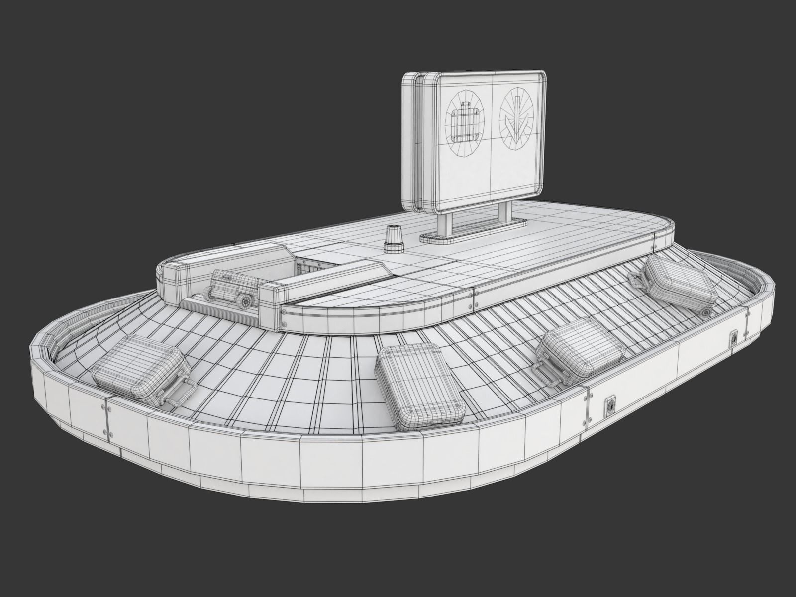 Airport Claim Transporter with Baggage 3D model | CGTrader