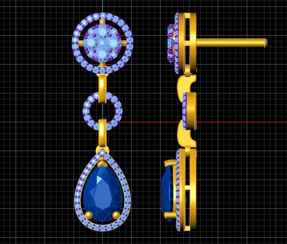 Elegant Drop Earring 3D model 3D printable | CGTrader