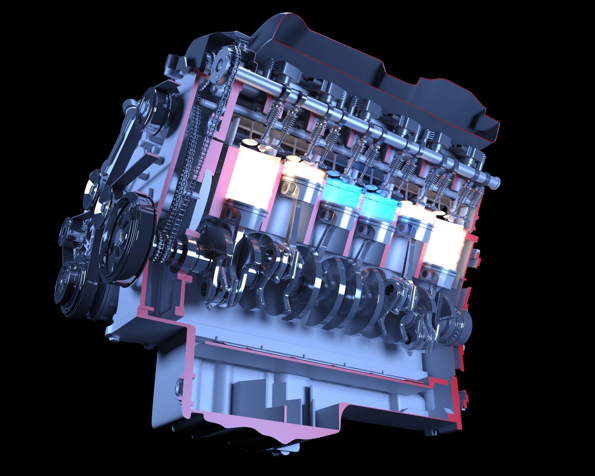 V12 Engine Sectioned Animation Ignition 3D model animated rigged | CGTrader