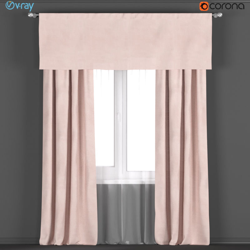 3D model Curtains on the drawstring from RH in color PETAL