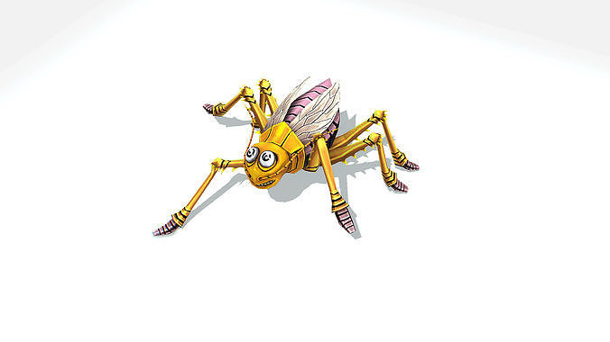 3D model Animated Funny Cartoon White Roach Insect VR / AR / low-poly ...