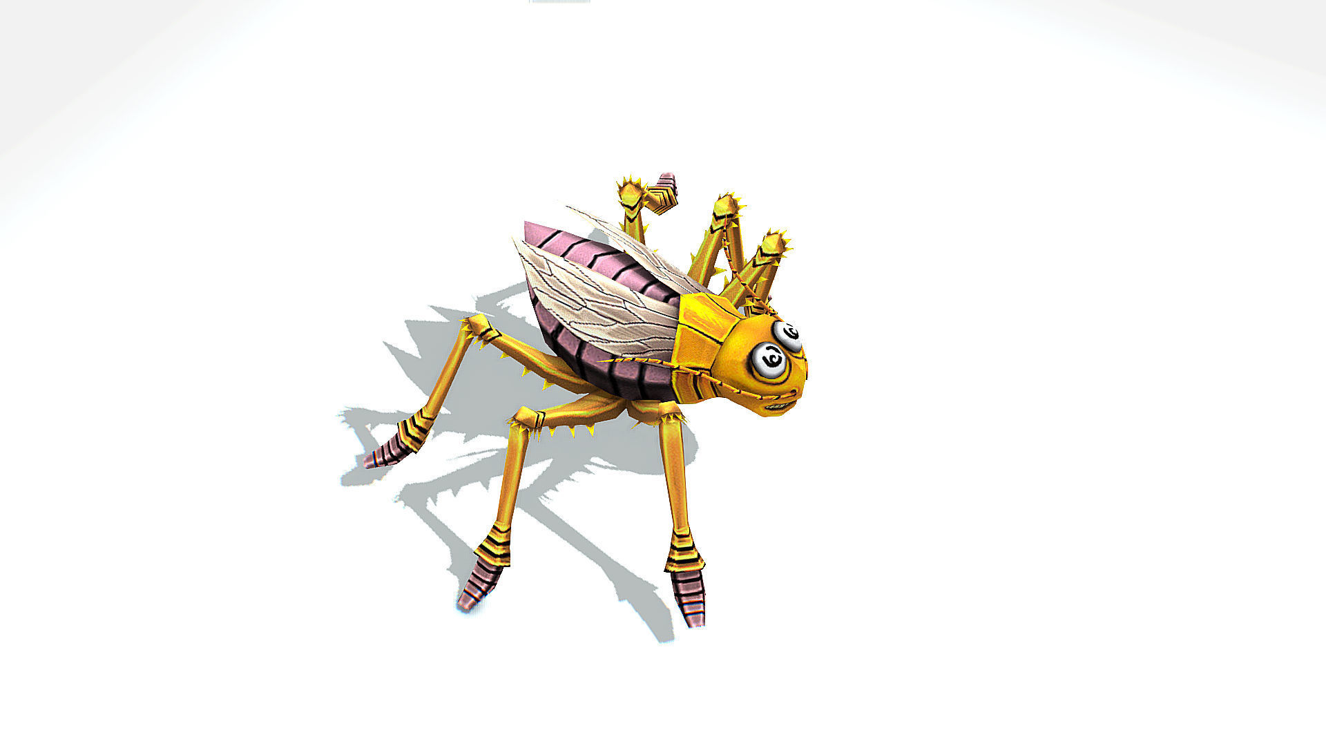 3D model Animated Funny Cartoon White Roach Insect VR / AR / low-poly ...