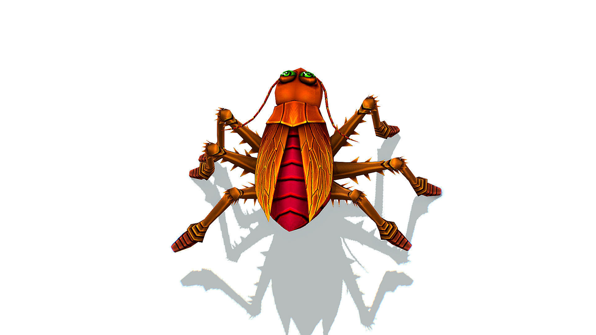 3D model Animated Funny Cartoon Brown Insect Roach VR / AR / low-poly ...