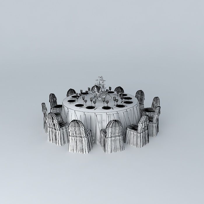 Feast table and chair free 3D model | CGTrader