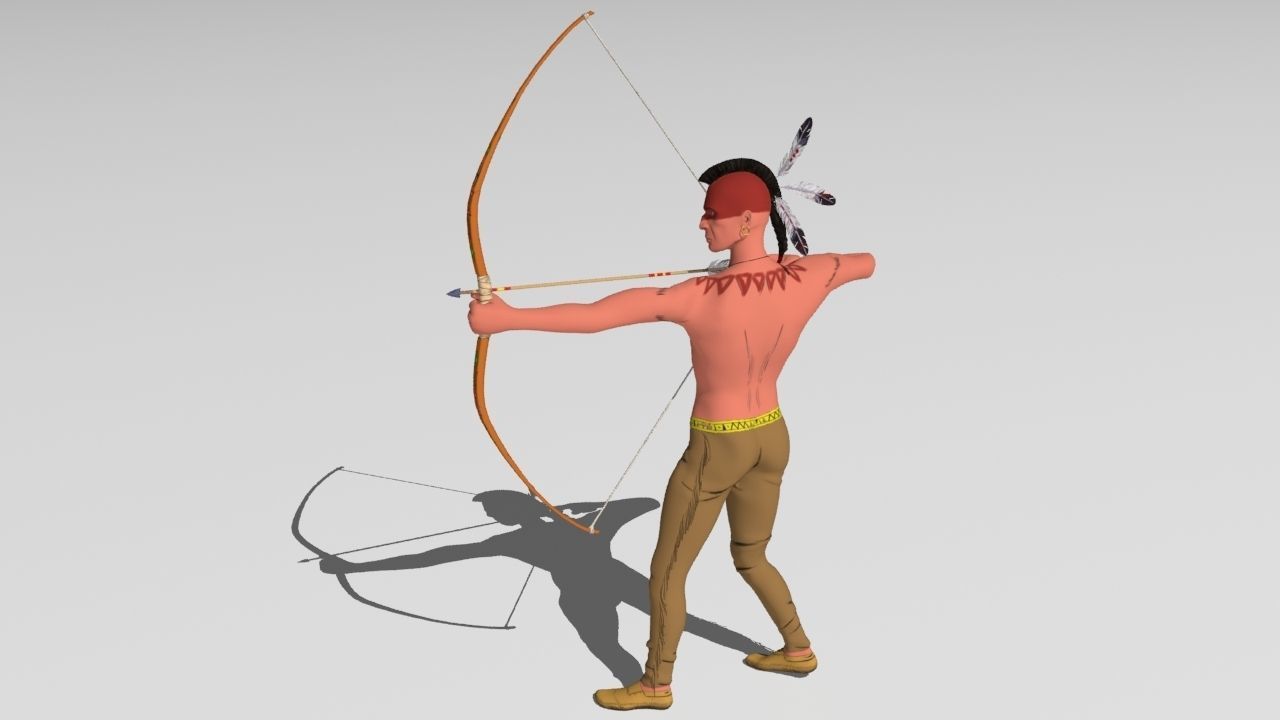 indian native american man holding arrow 3D model rigged | CGTrader