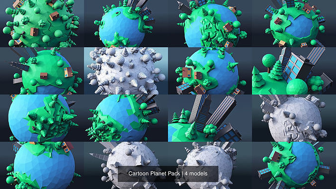 3D Model Collection Cartoon Planet Pack VR / AR / low-poly | CGTrader