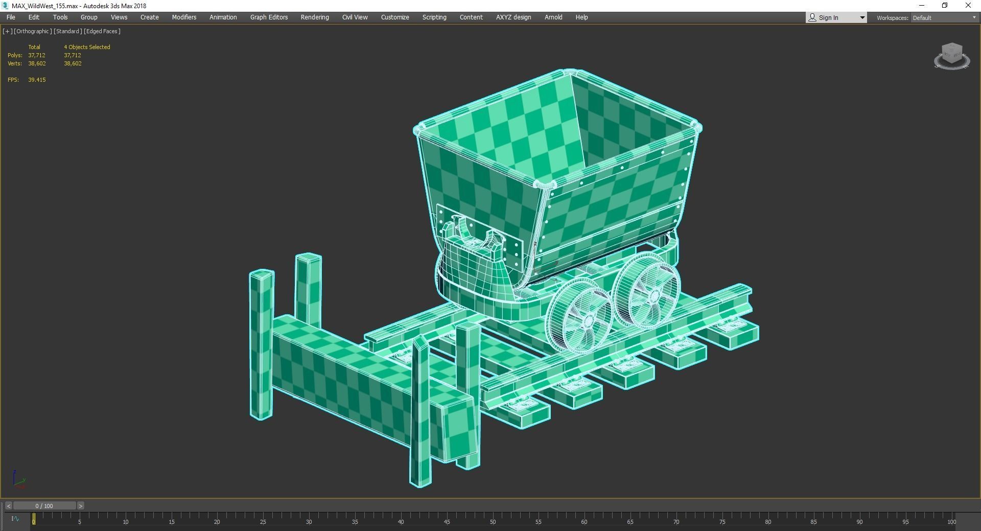 3D model Western - Mining Cart with Railway VR / AR / low-poly | CGTrader