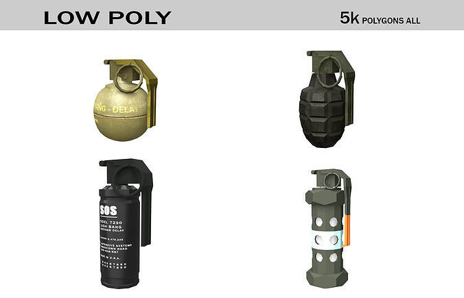 3D model Grenade Pack VR / AR / low-poly | CGTrader