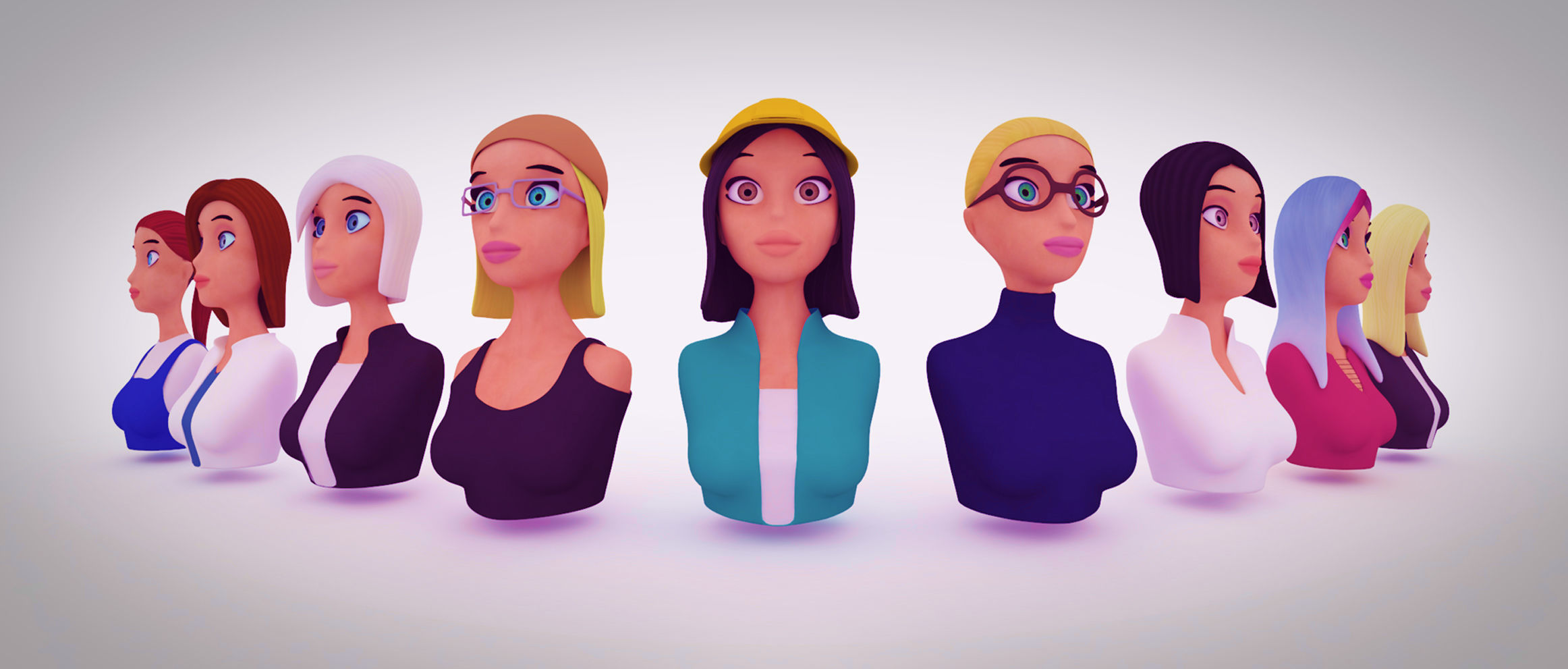 3D model Nine VR female character avatars VR / AR / low-poly | CGTrader