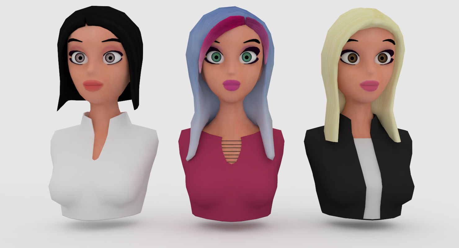 3D model Nine VR female character avatars VR / AR / low-poly | CGTrader