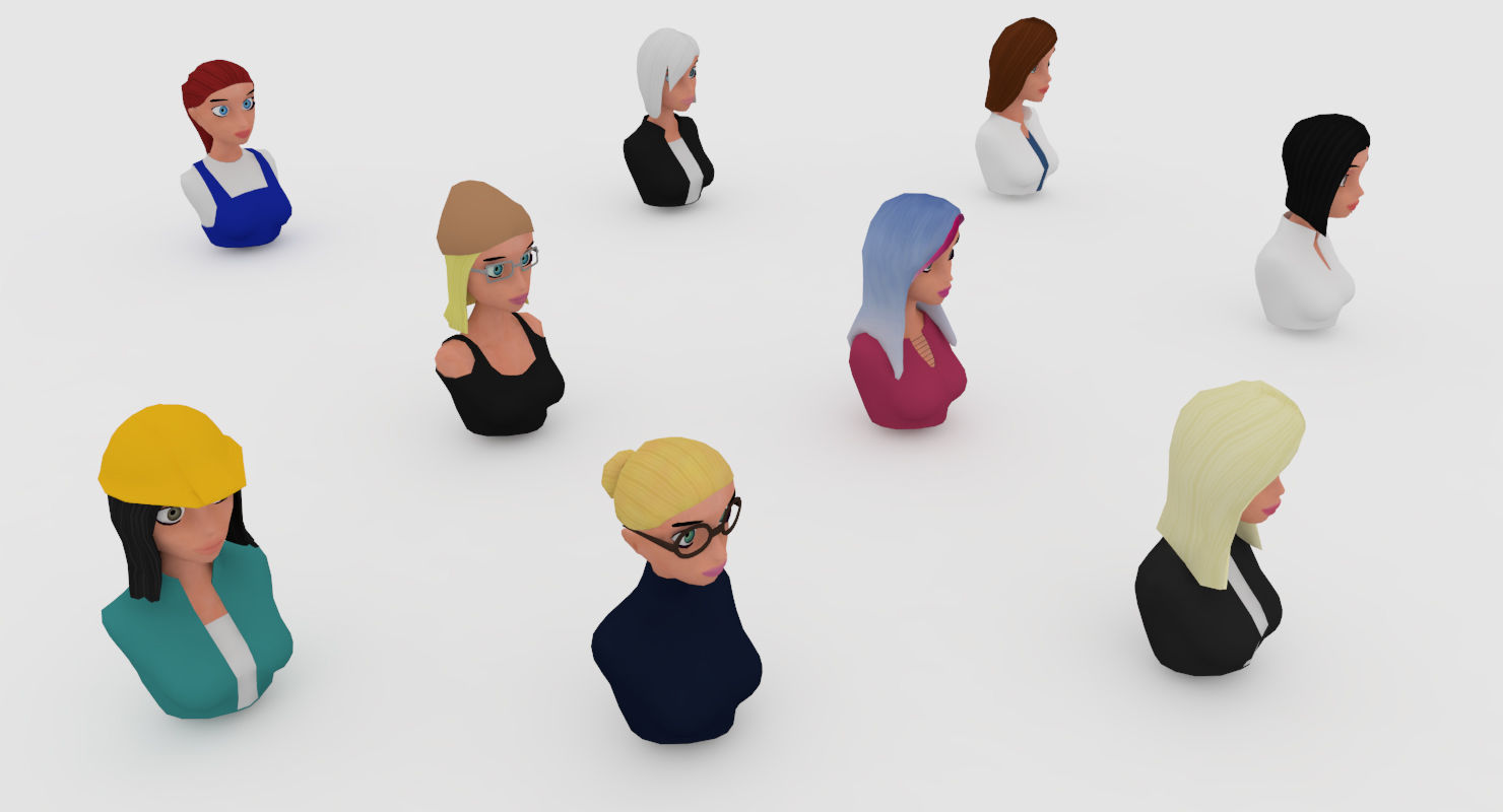 3D model Nine VR female character avatars VR / AR / low-poly | CGTrader