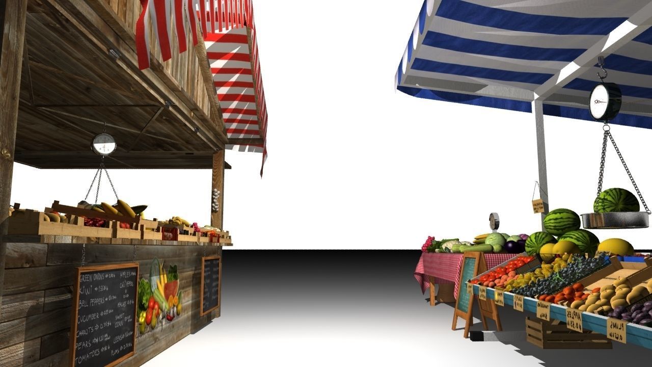 3 market stands 3D model | CGTrader
