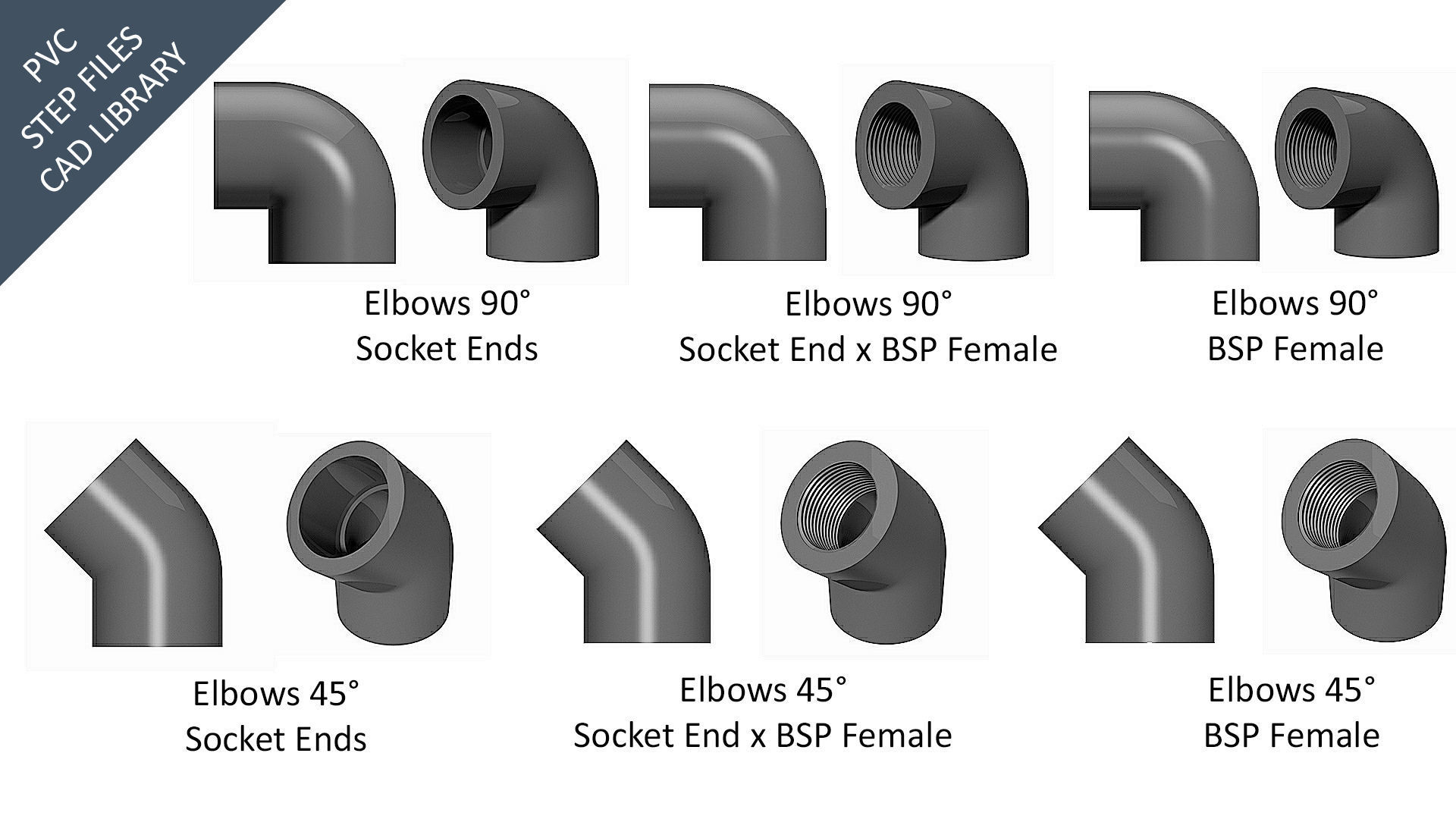 PVC METRIC - VALVES AND FITTINGS INDUSTRIAL - STEP 3D model | CGTrader