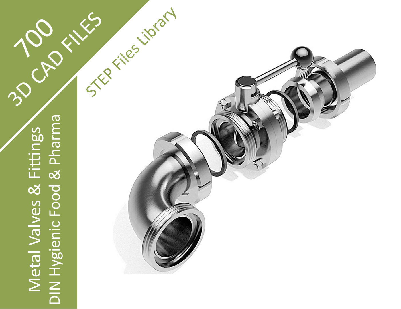DIN FOOD AND PHARMA - VALVES AND FITTINGS - STEP 3D model | CGTrader