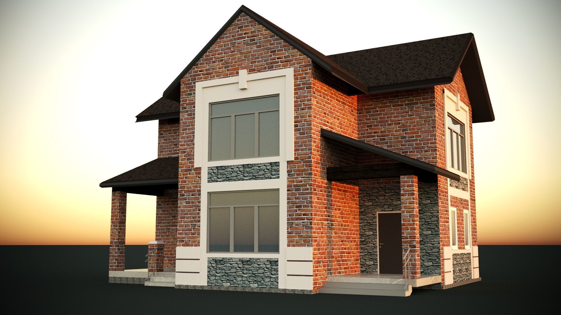 Brick house 3D model | CGTrader
