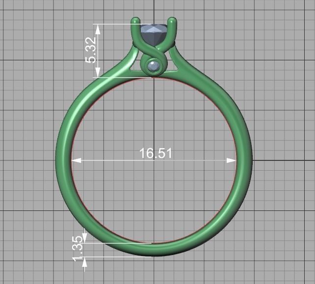 4 prong Engagement ring with Round stone Printable 3dmodel 3D model 3D ...