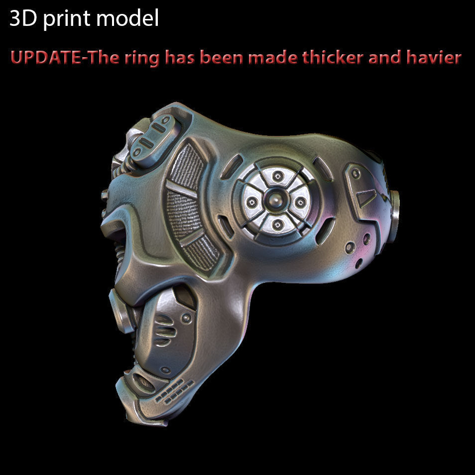 Skull ring jewelry Mech robotic vol1 3D model 3D printable | CGTrader
