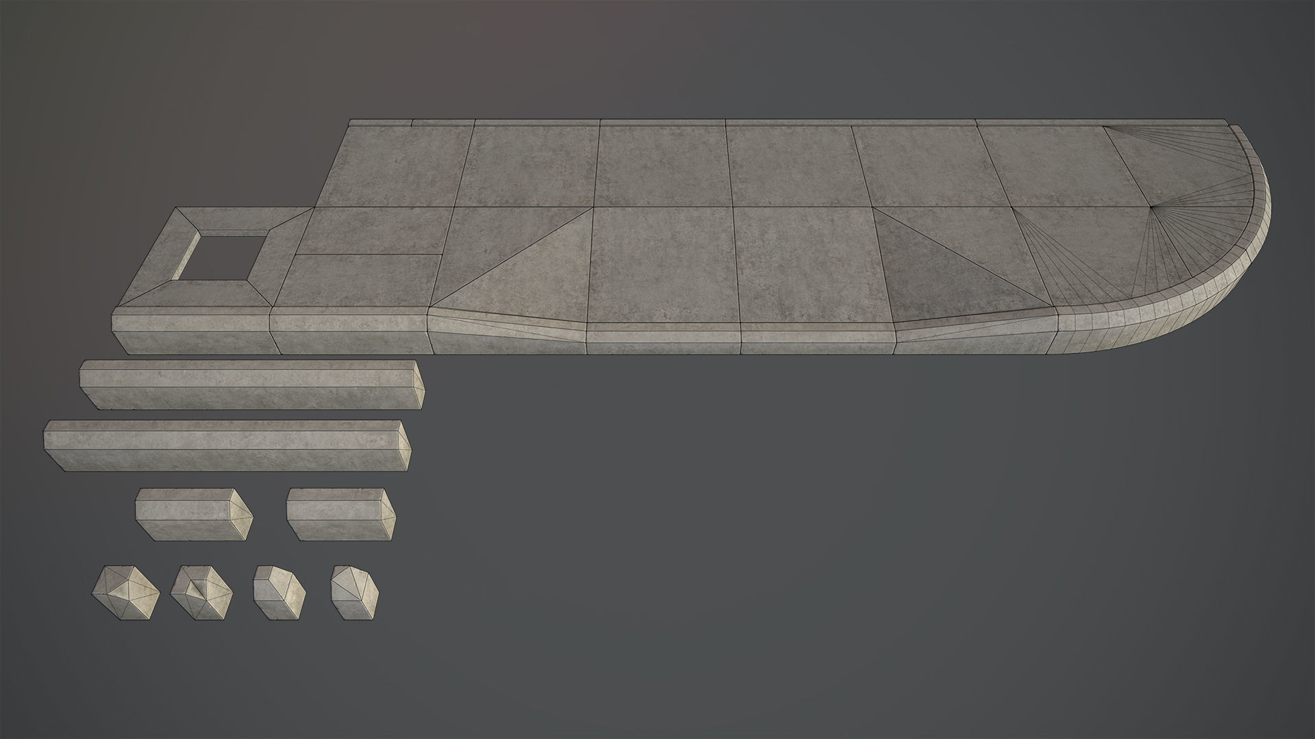 3D model Sidewalk - Modular Set 4 VR / AR / low-poly | CGTrader