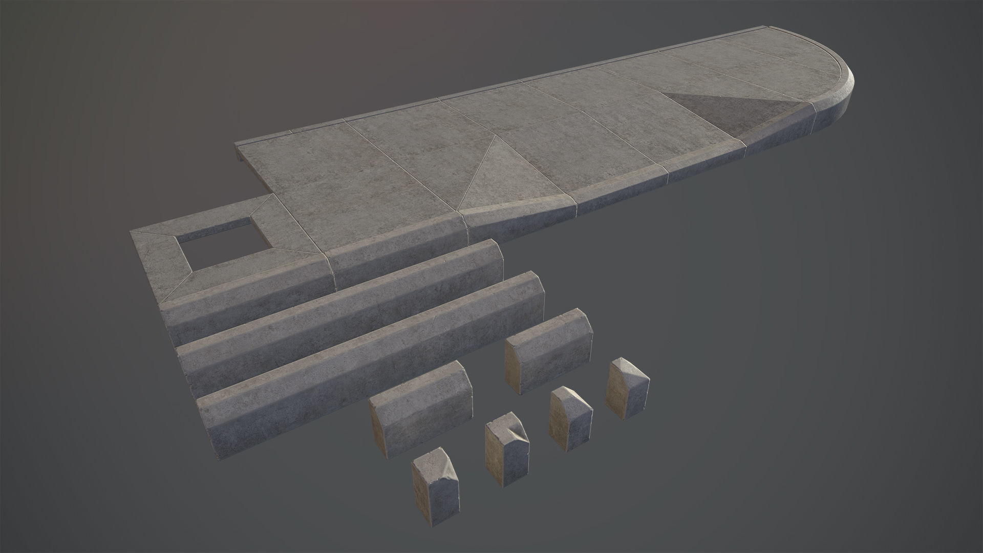 3D model Sidewalk - Modular Set 4 VR / AR / low-poly | CGTrader