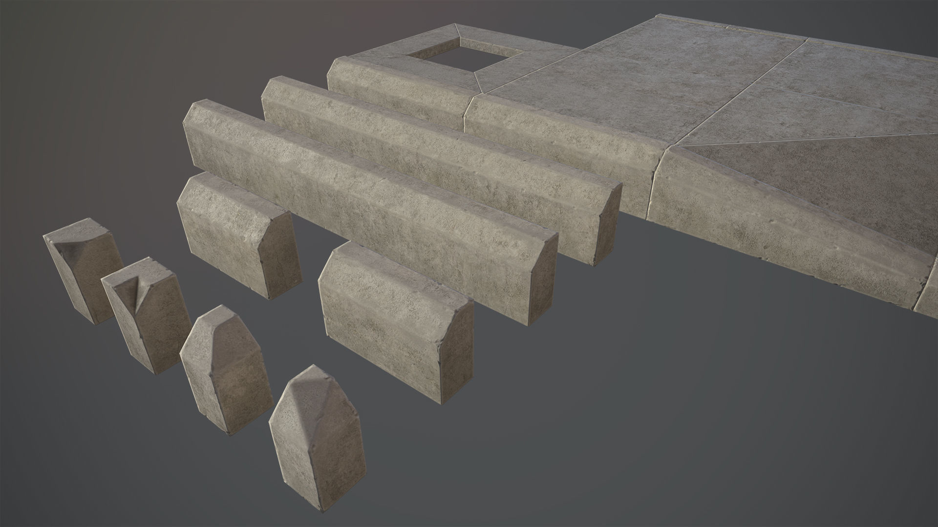 3D model Sidewalk - Modular Set 4 VR / AR / low-poly | CGTrader