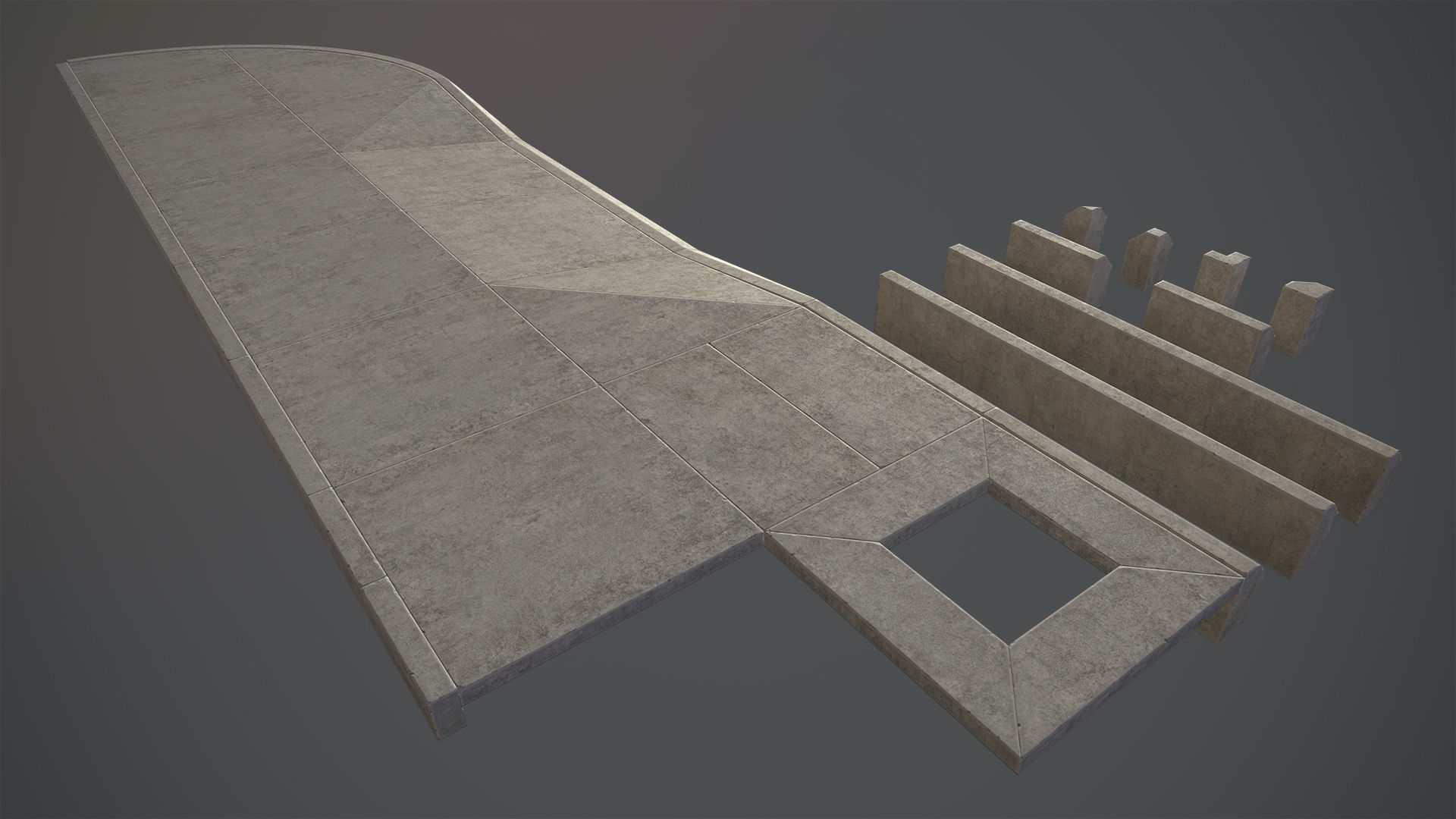 3D model Sidewalk - Modular Set 4 VR / AR / low-poly | CGTrader