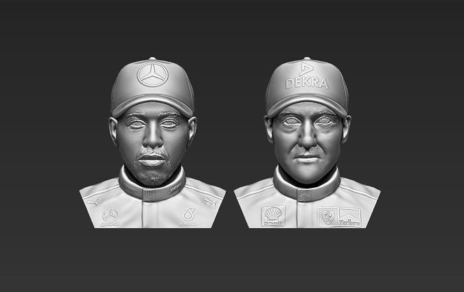 Michael Schumacher Lewis Hamilton busts for 3D printing 3D Model ...