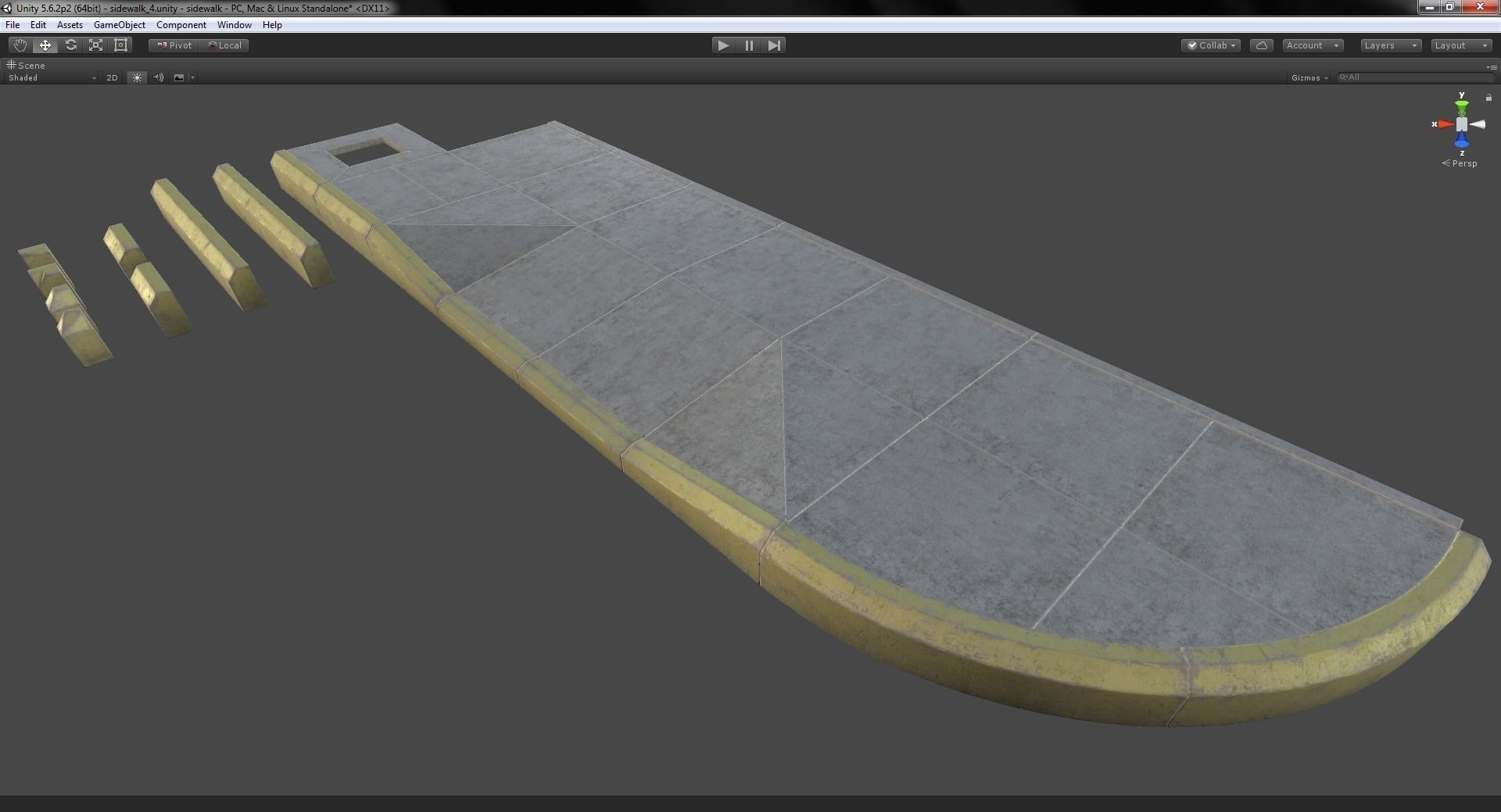 3D model Sidewalk - Modular Set 4 with Yellow Curb VR / AR / low-poly ...