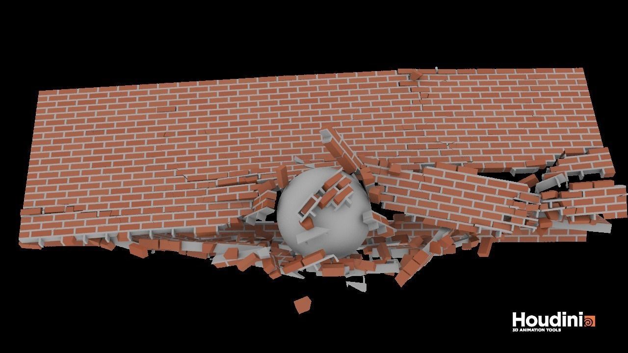 Houdini Brick Destruction Asset 3D model animated rigged | CGTrader